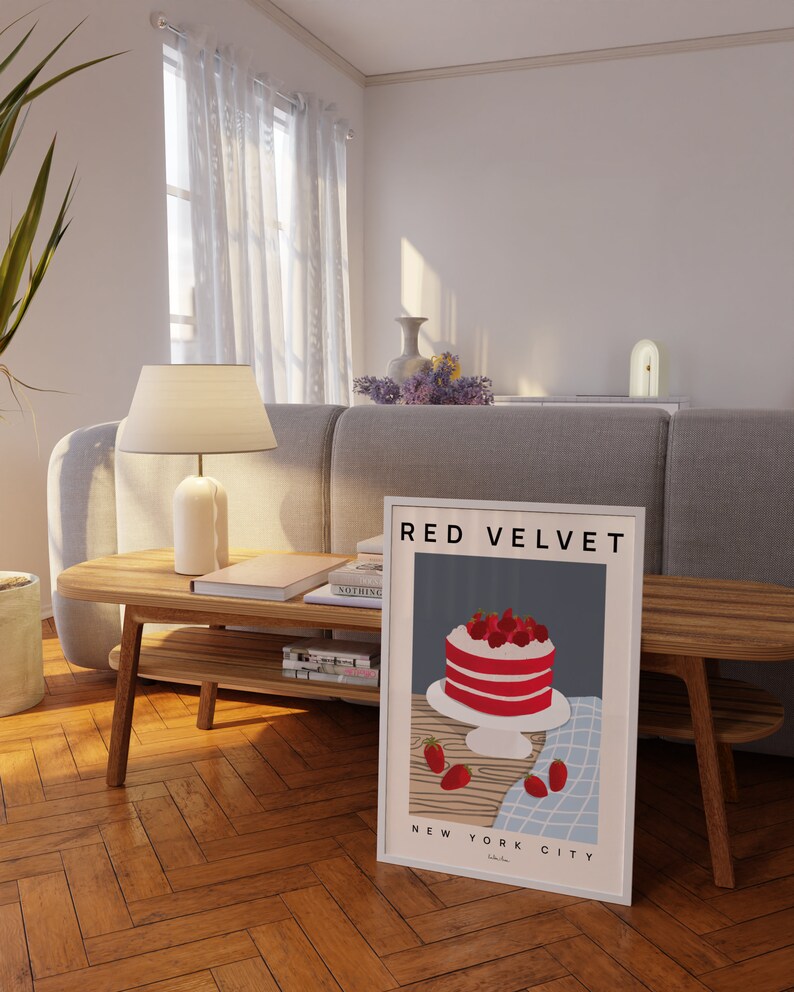 Red Velvet Cake Art Print, Cake Art Print, Red Velvet Poster, Food Art ...