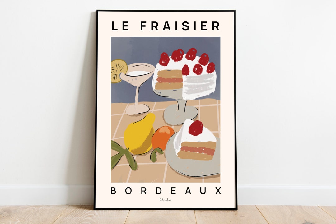 French Cake Art Print, Cakes Art Poster, Brunch Print, Kitchen Wall Art ...