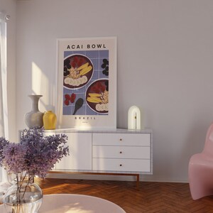 Acai Bowl Poster, Smoothie Bowl Art Print, Breakfast Poster, Recipe ...