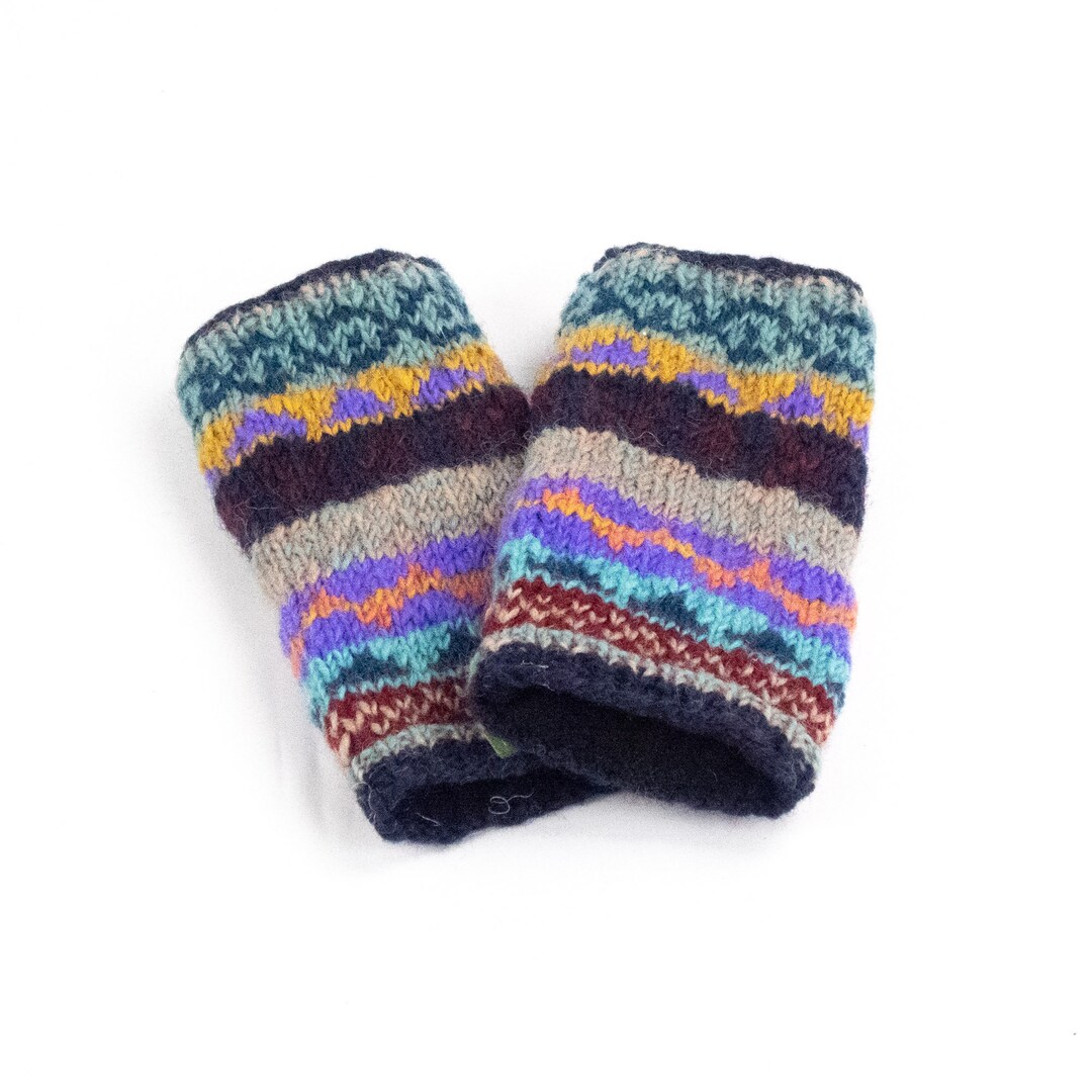 Fairtrade Winter Hand Warmers, Hand Knitted, 100% Sheep Wool, Fleece ...