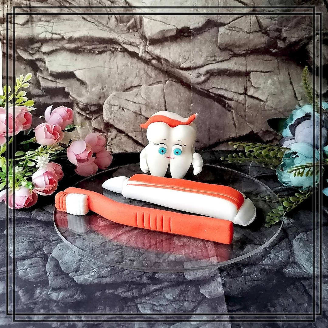 Tooth, Toothpaste, Fondant Toothbrush, Cake Decor - Etsy