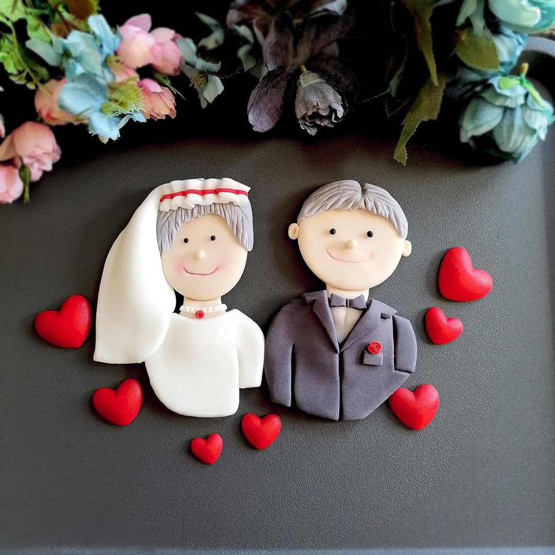 Bridal Couple 2D Cake Topper Made of Fondant, Cake Decor - Etsy