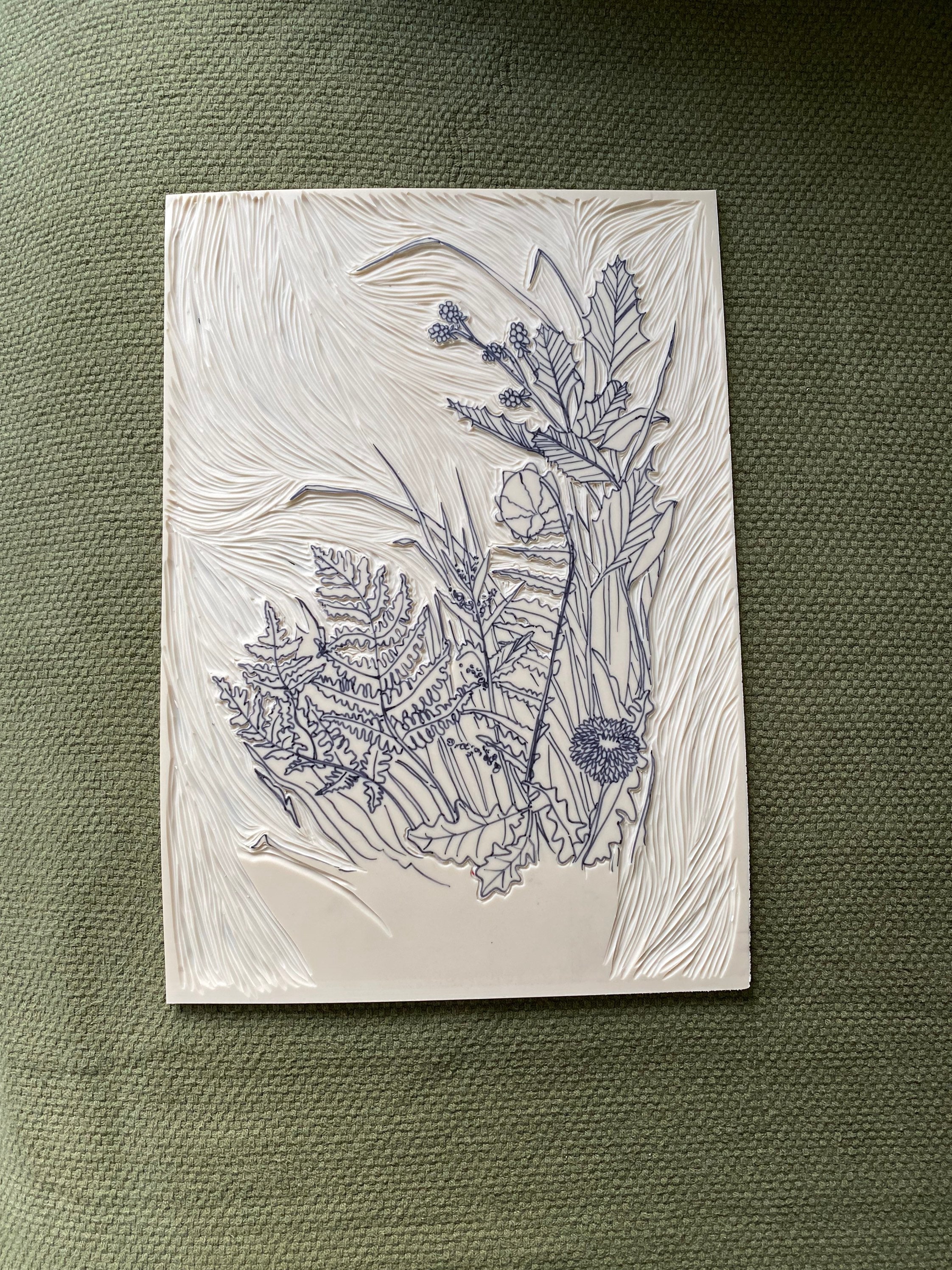 Devon Hedgerow (in Sage Green) Original Signed Lino Print - Etsy