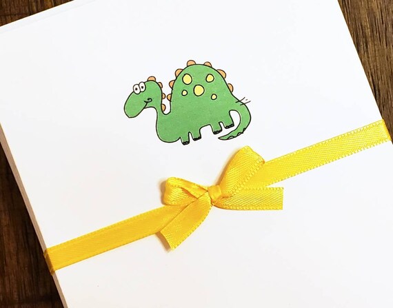 Dinosaur Cards Set of 10 / Green Dinosaur / Dinosaur with | Etsy