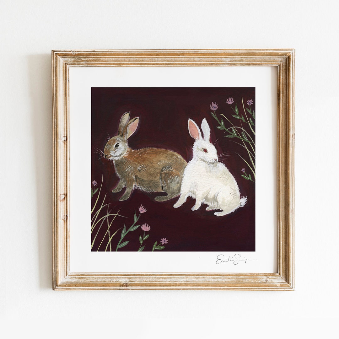Rabbits Art Print | Rabbit Print, Spring Artwork, Garden Wall Art ...