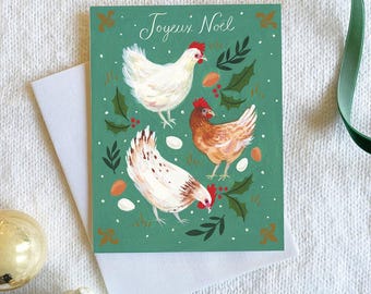 Three French Hens Card - Etsy