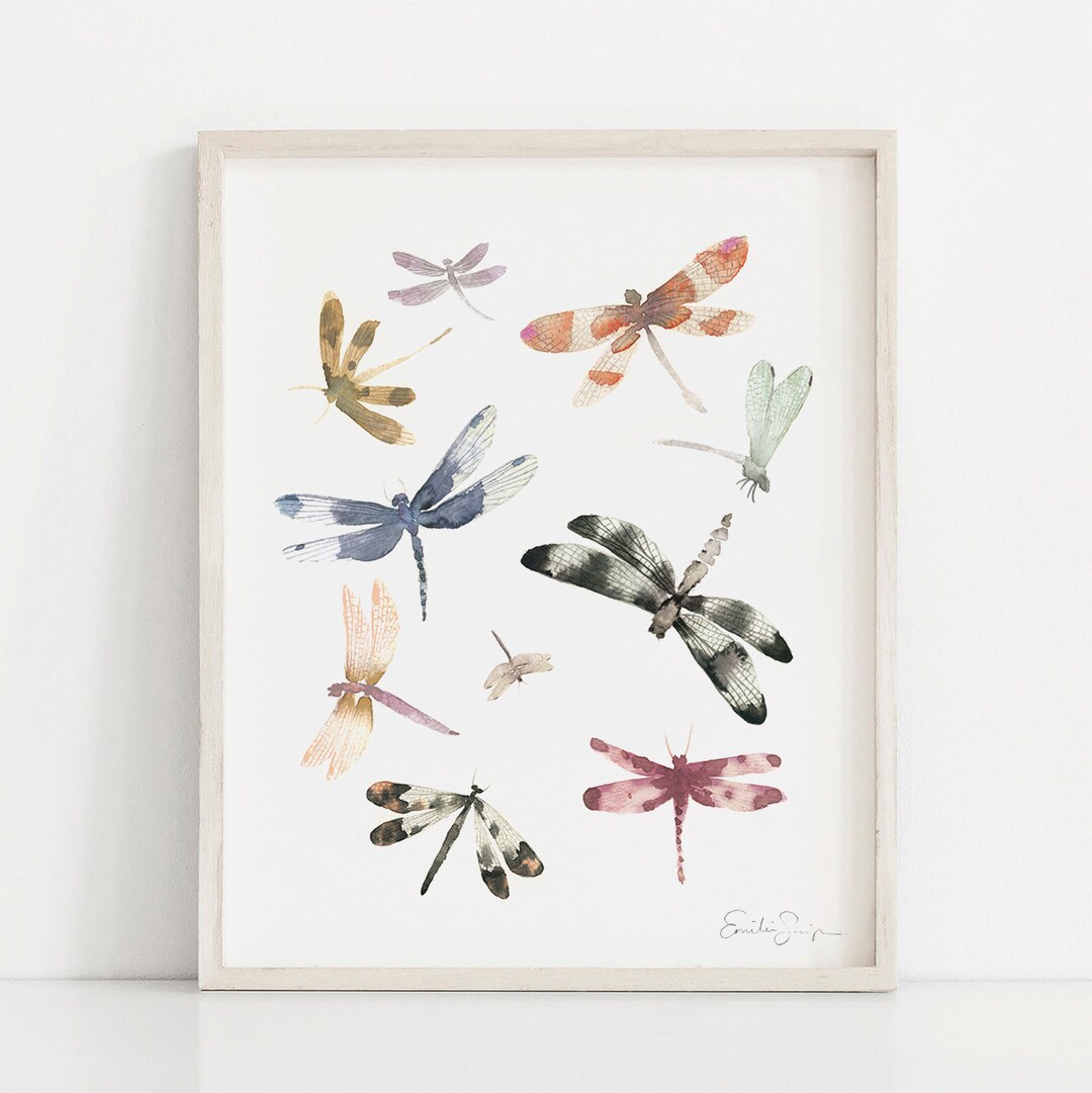 Dragonflies Art Print | Dragonfly Print, Insect Print, Insect Wall Art ...