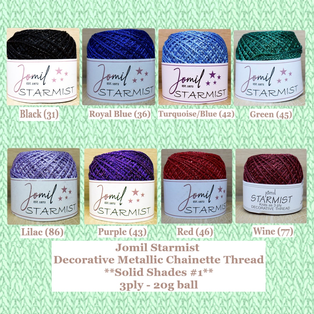 Solid Colours Decorative Thread 3-ply 80m 20g Metallic Sparkly ...