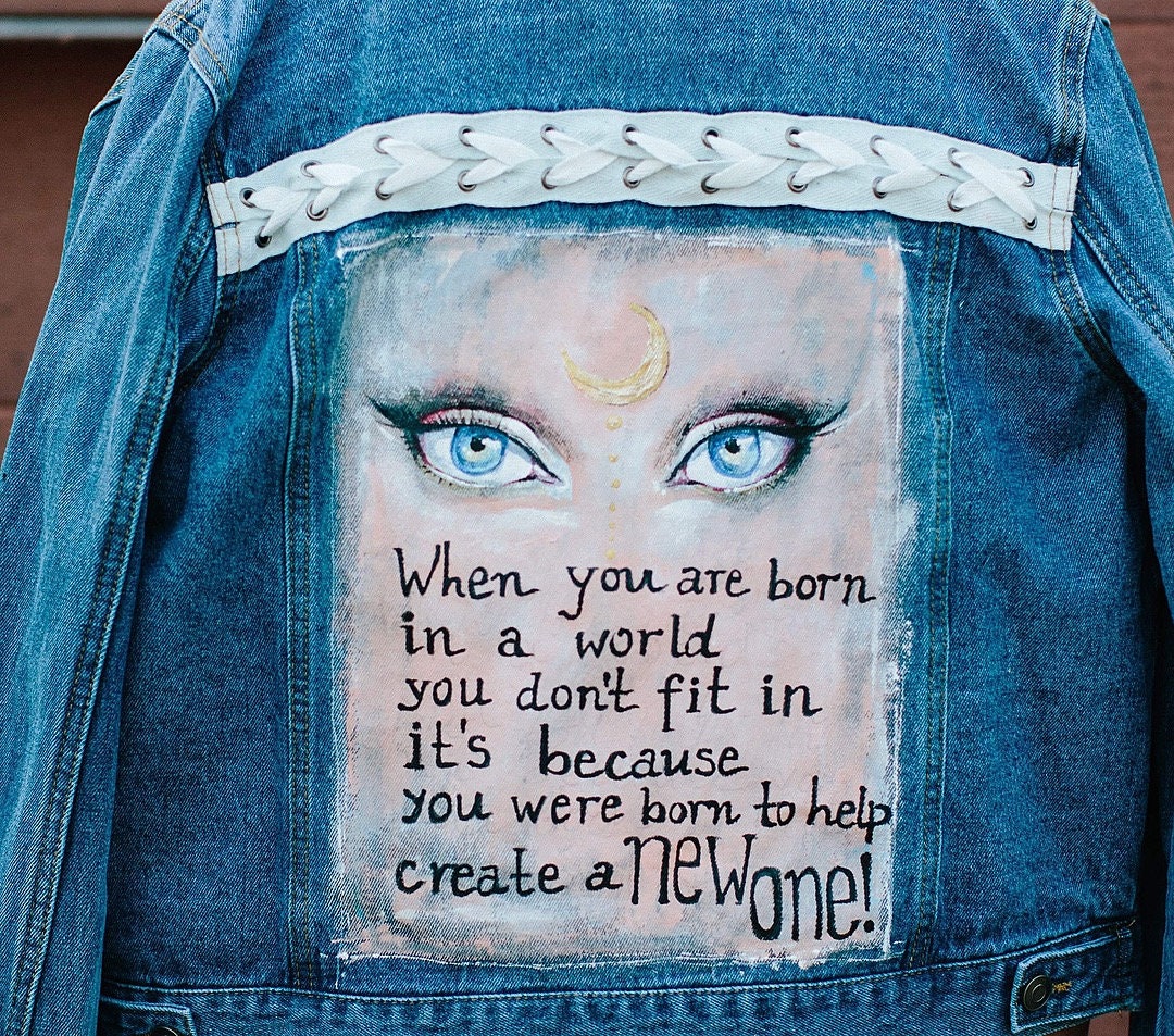 Hand-painted Denim Jacket/ Unique Design/ One of a Kind Denim Hacket ...