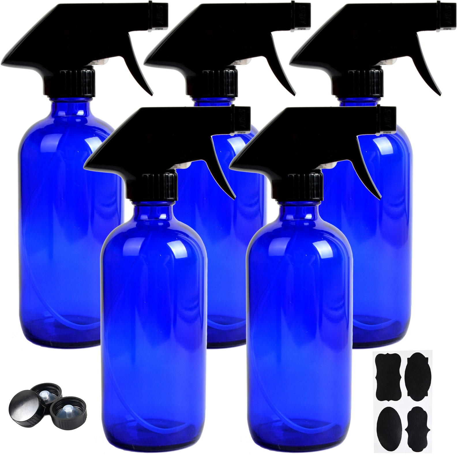 Youngever 5 Pack Empty Blue Glass Spray Bottles 8 Ounce Etsy