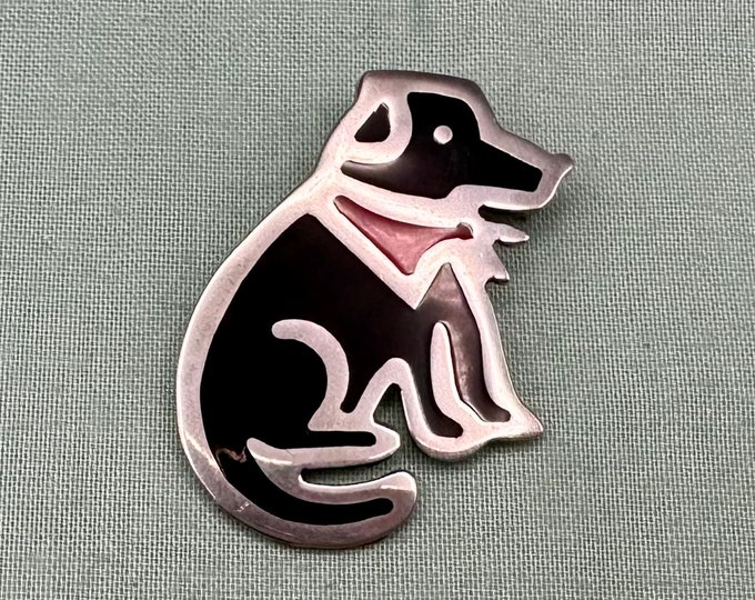 Anne Harvey Black Labrador Retriever Brooch Sterling Silver Black ...