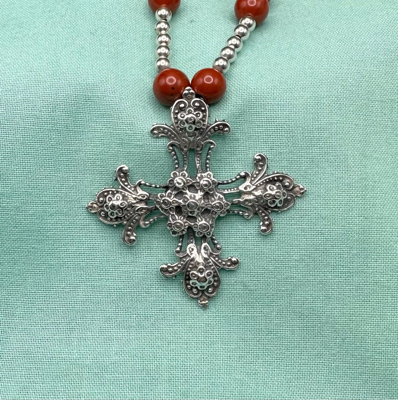 T Foree Hunsicker Sterling Silver Cross Pendant on Round - Etsy