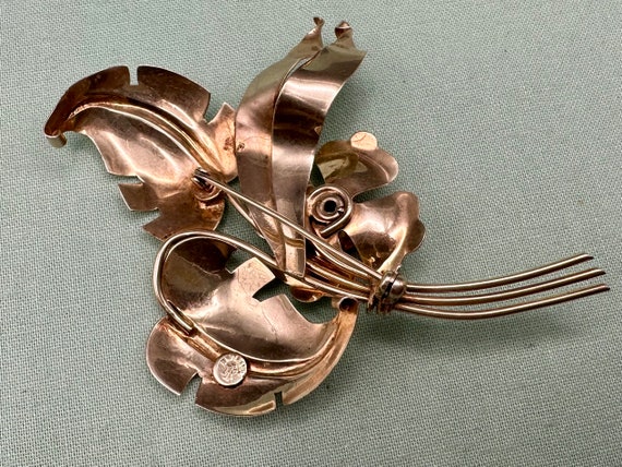 Harry Iskin Sterling Vermeil 1930s Floral Spray Brooc… - Gem