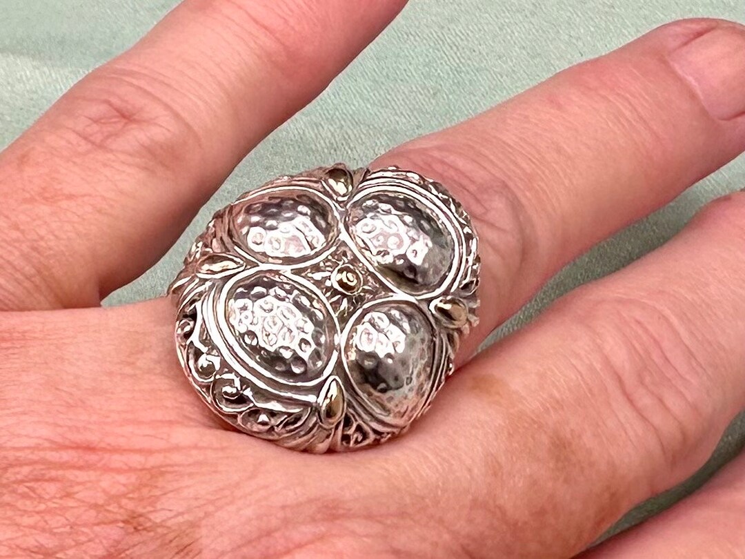 Sarda 18k Yellow Gold Accented Sterling Silver Large Statement Ring ...