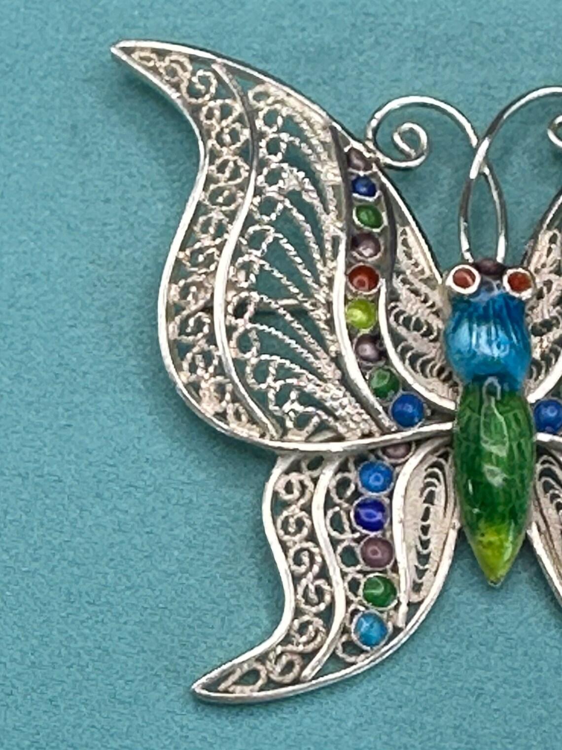 Victorian Sterling Silver and Enamel Butterfly Brooch, Antique Chinese ...