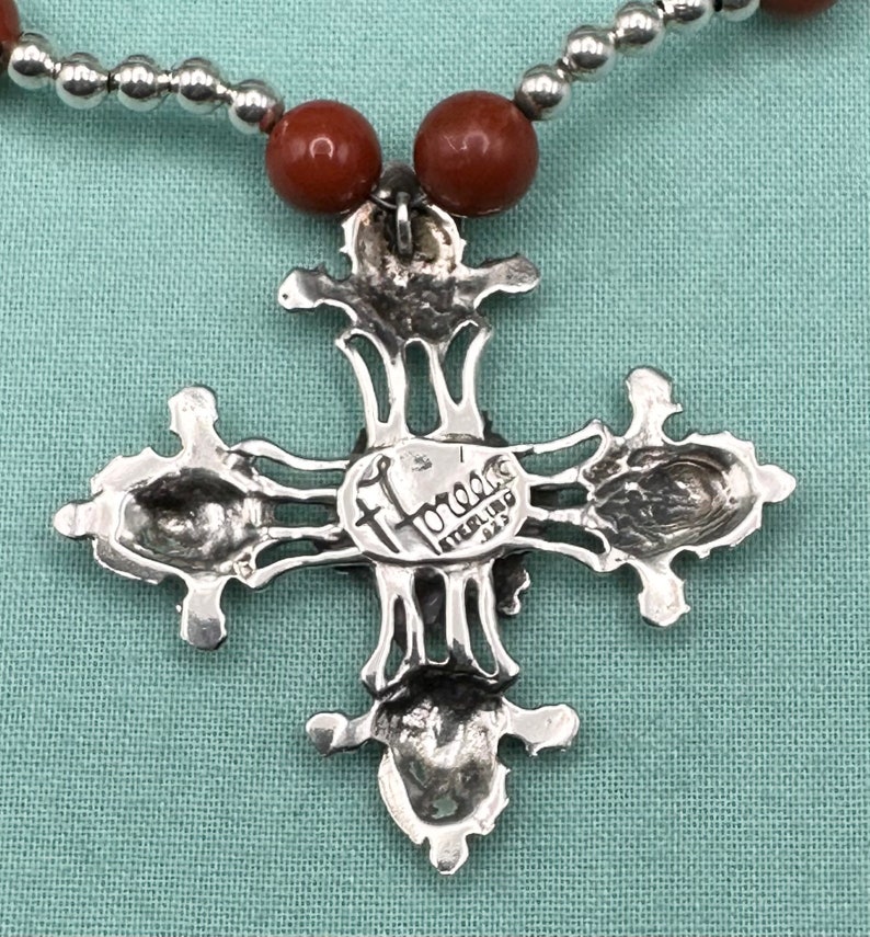 T Foree Hunsicker Sterling Silver Cross Pendant on Round - Etsy