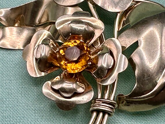 Harry Iskin Sterling Vermeil 1930s Floral Spray Brooc… - Gem