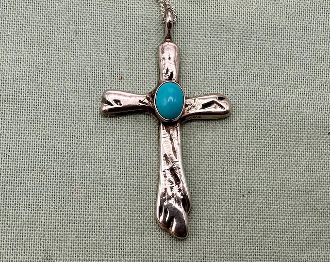 Navajo Lowell Draper Turquoise and Sterling Silver Cross Necklace ...