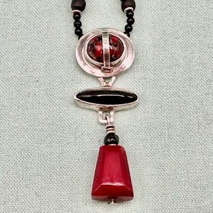 Janice Lee Ripley Camenae Necklace Pendant Onyx Red Coral Pendant on ...