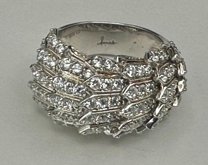 Sterling Silver Dragon Scale Ring, Sonia B, Pave Czs, Wide Band, Size 7 ...
