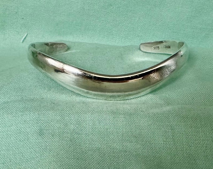 Sterling Silver Cuff Bracelet Wave Design Mexico 925 Minimalist Mexican ...