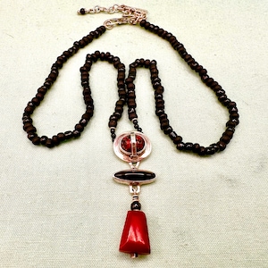 Janice Lee Ripley Camenae Necklace Pendant Onyx Red Coral Pendant on ...