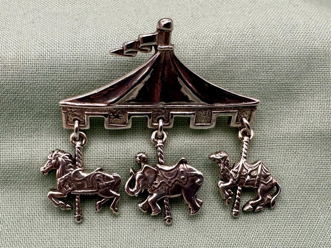 James Avery Sterling Silver Carousel Brooch Merry Go Round Pin Kinetic ...