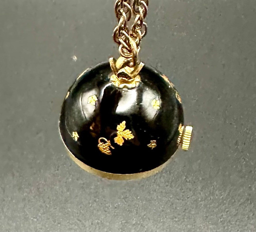 Ernest Borel Swiss Black Enamel Gravity Ball Pendant Watch - Etsy