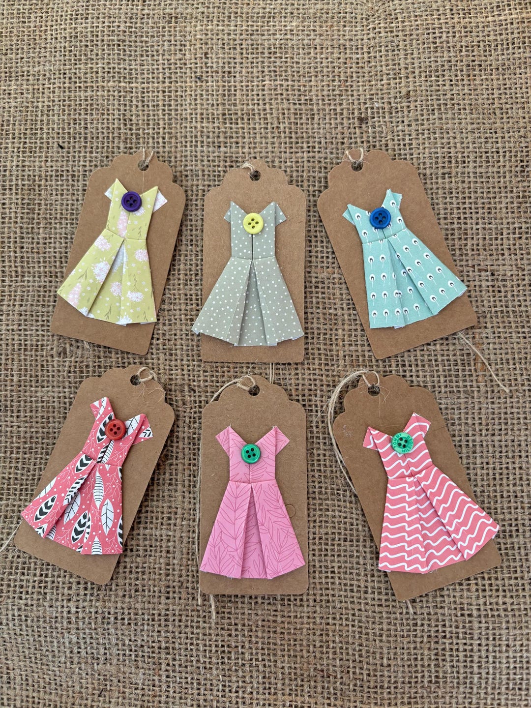 Pack of 6 Gift Tags. Handmade Origami Vintage Dress. - Etsy