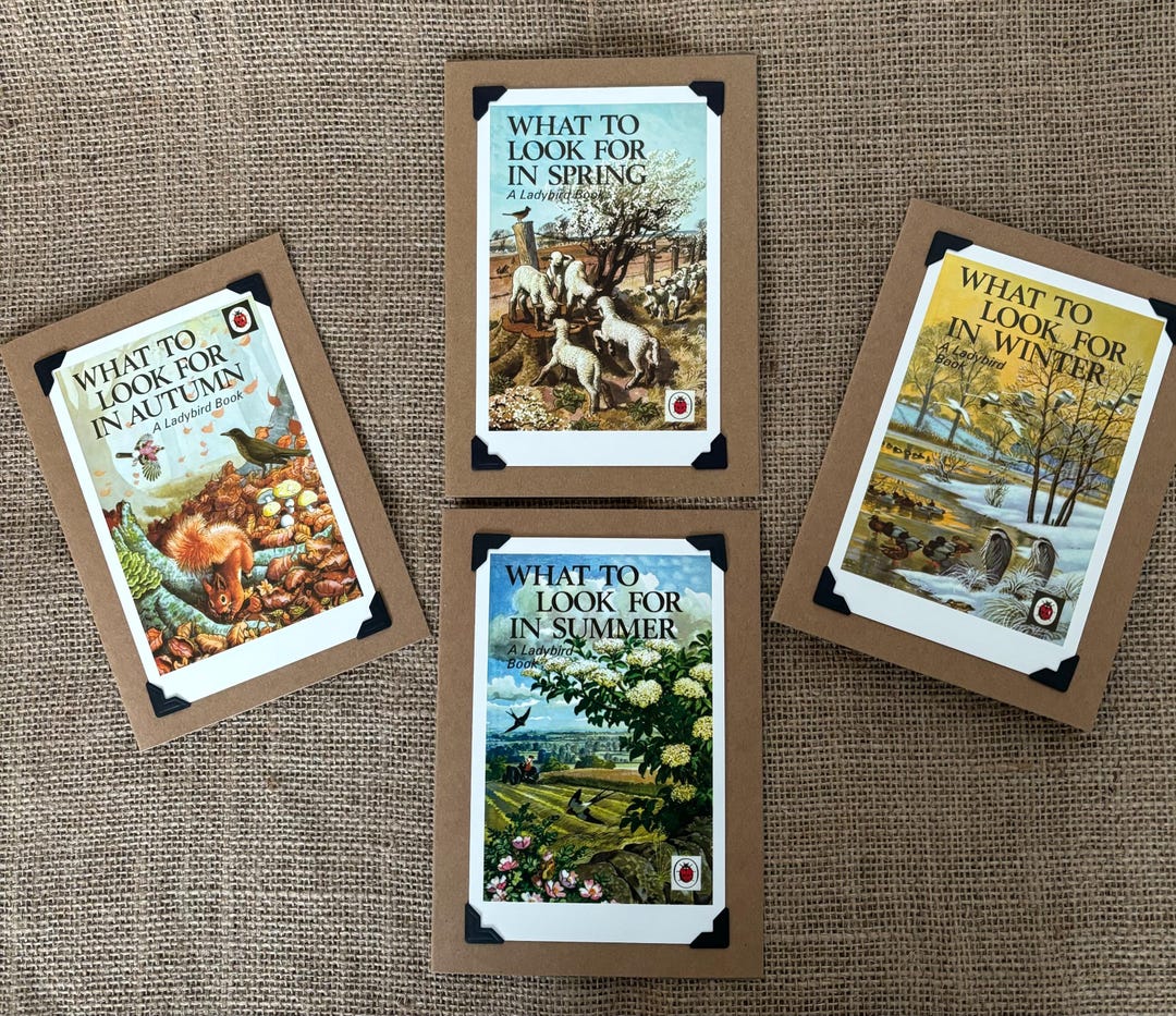 Pack of 4 Handmade Ladybird Book Cover Greeting Cards - What to Look ...