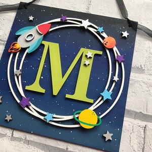 Space Rocket Stars and Planet Themed Wall Sign Plaque - Etsy UK