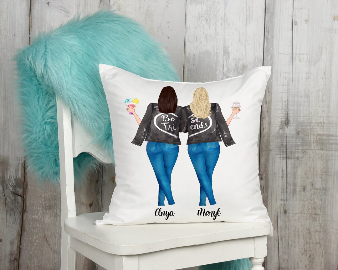 Best Friend White Pillow, Sister Bestie White Pillow, Sister Friend ...