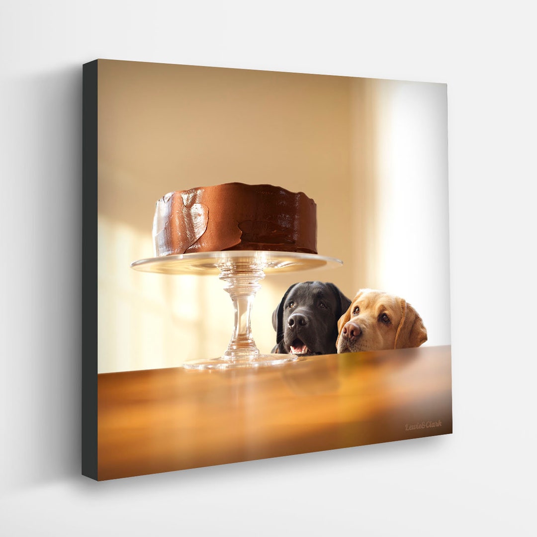 Labrador Dog Art Canvas: "let's Eat Cake!" Chocolate Lover Gift - Etsy