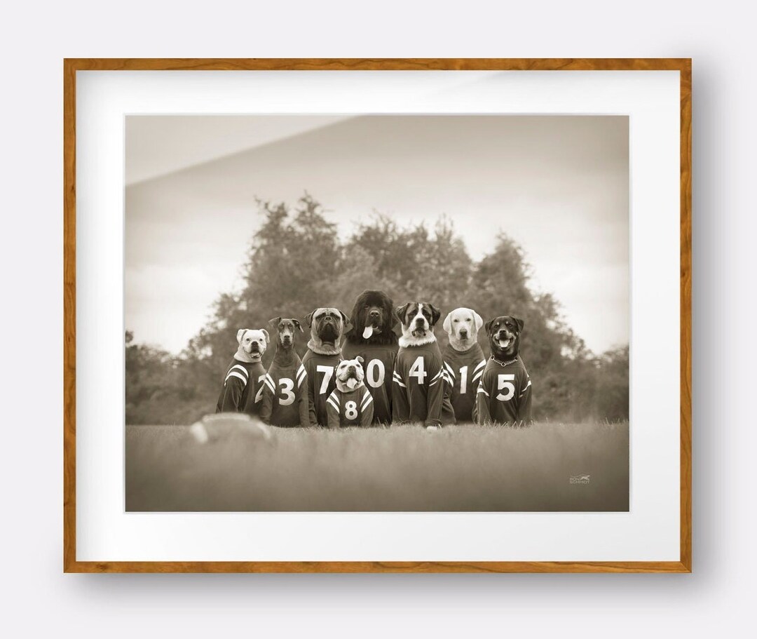 Football Dog Team Art Print - Wall Art for Boys Bedroom, Man Cave ...