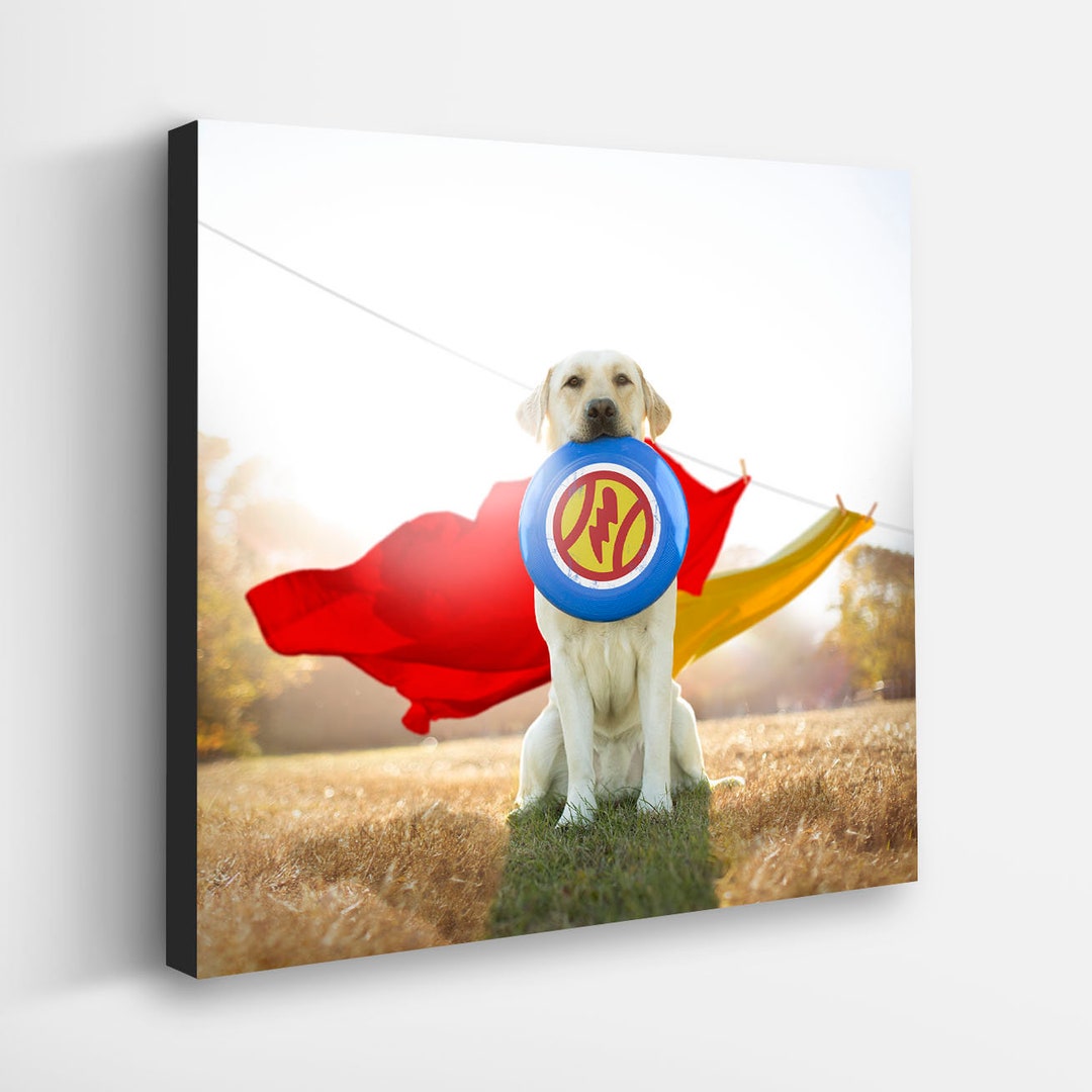Super Hero Lab Dog Canvas Art Print Yellow Labrador Superhero Decor ...