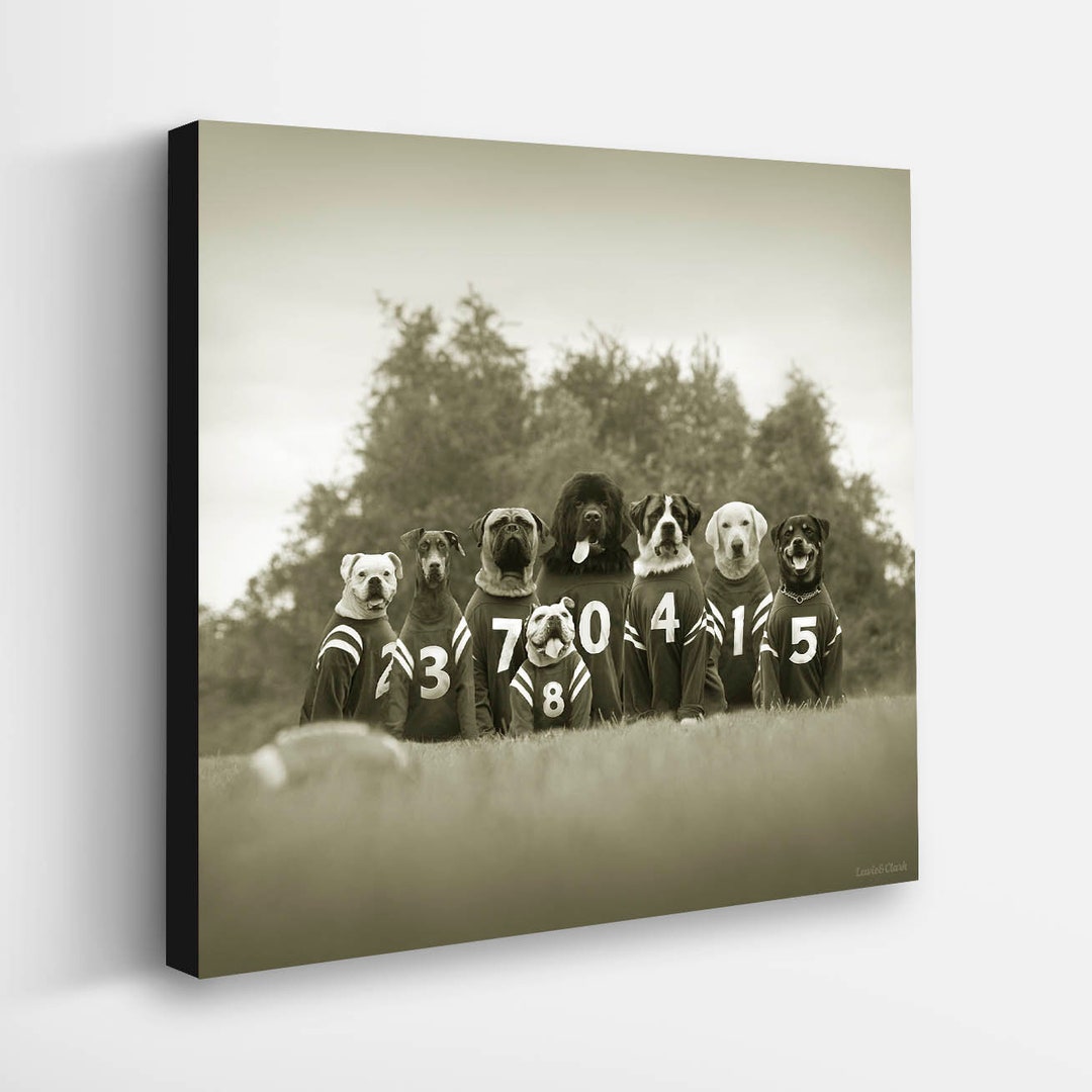 Teamwork Dog Football Canvas Sports Art Decor Fun Animal - Etsy