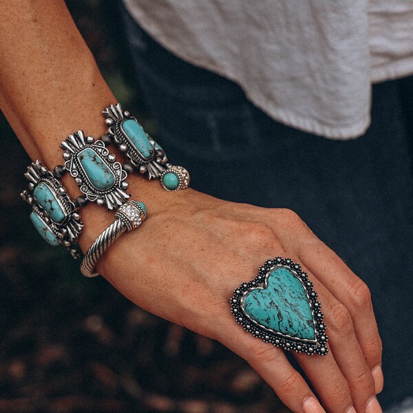 Turquoise Heart Ring - Etsy