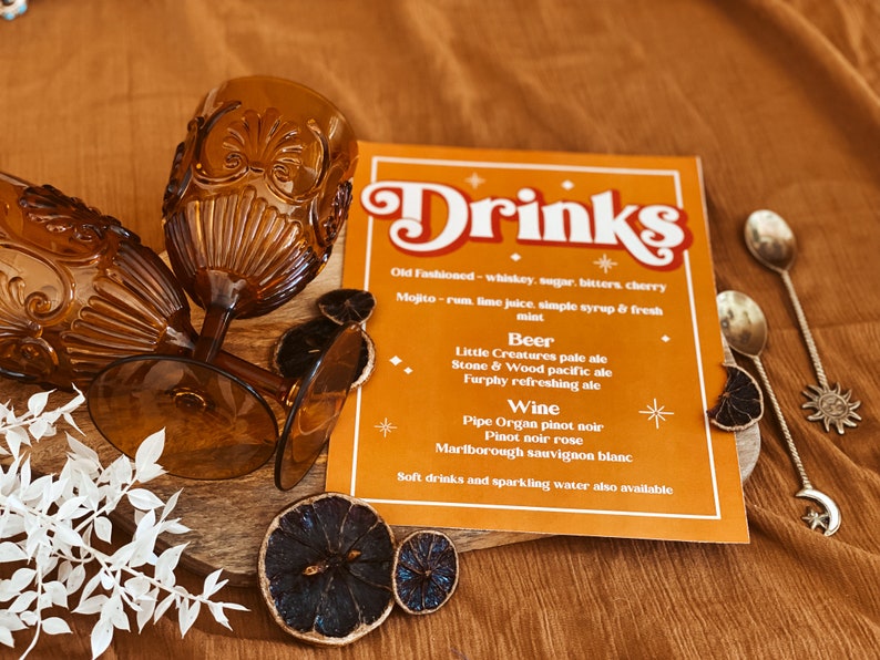 70s CALIFORNIA Custom Bar Menu Sign | Digital Download | Printable ...