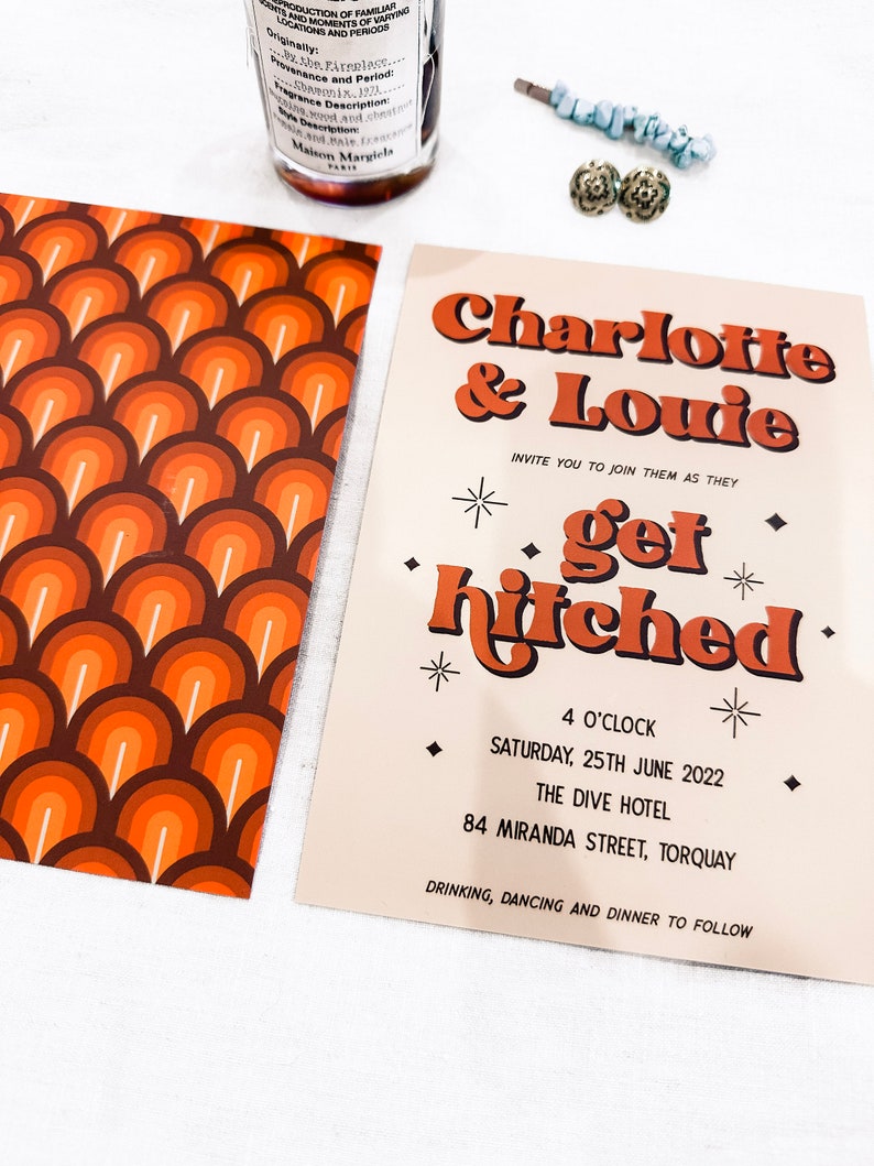 Retro 70s Wedding Invitation | Funky Disco Stationery (digital) - Etsy