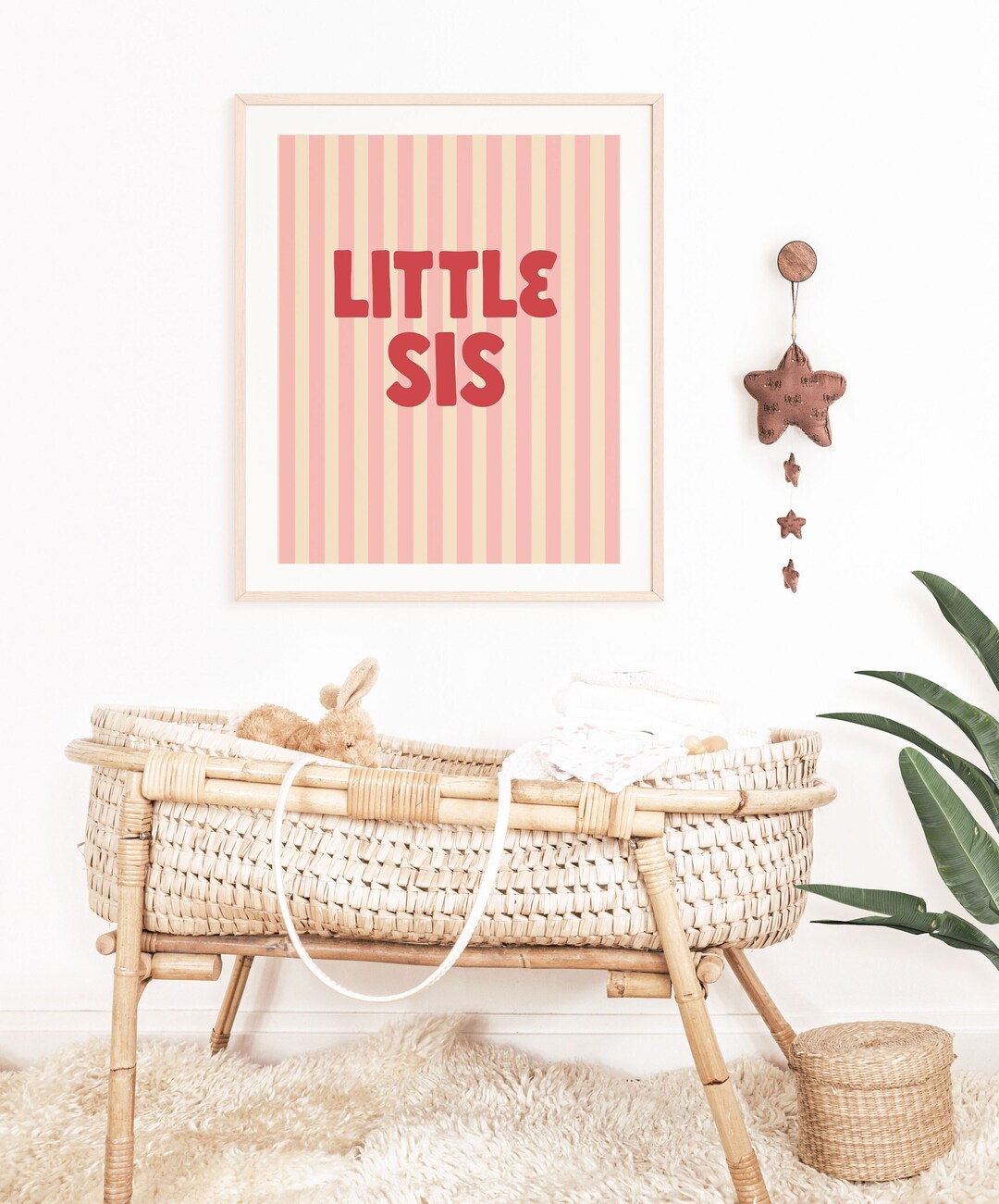 Little Sis Pinstripe Print | Pink Kids Room Decor (digital Download) - Etsy