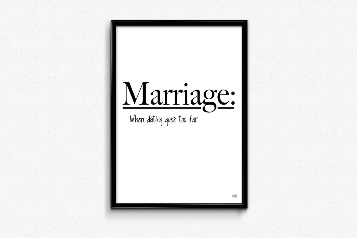 Marriage Signs, Definition Print, Funny Poster, Wedding Gift - Etsy