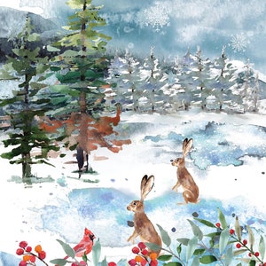 Woodland Animals Printable, Winter Forest, Set of 3 Wall Art ...