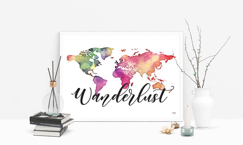 Wanderlust Poster, World Map Poster, World Travel Map, Wanderlust Gift ...