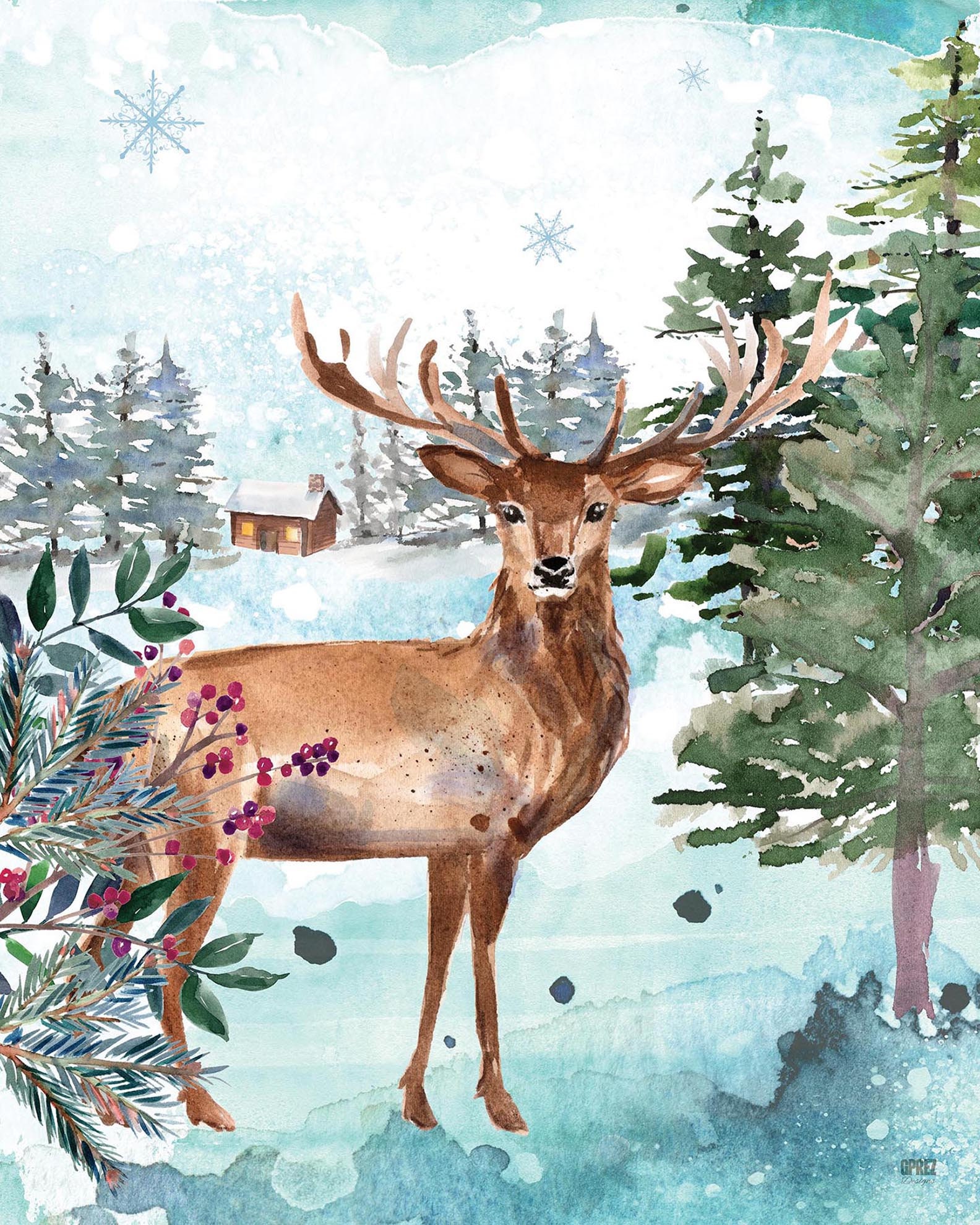 Deer Wall Art, Woodland Animals Printable, Forest Landscape Print, Gift ...