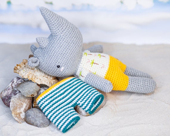 Knitted Rhino Toy for Children Crochet Rhino Toy for | Etsy