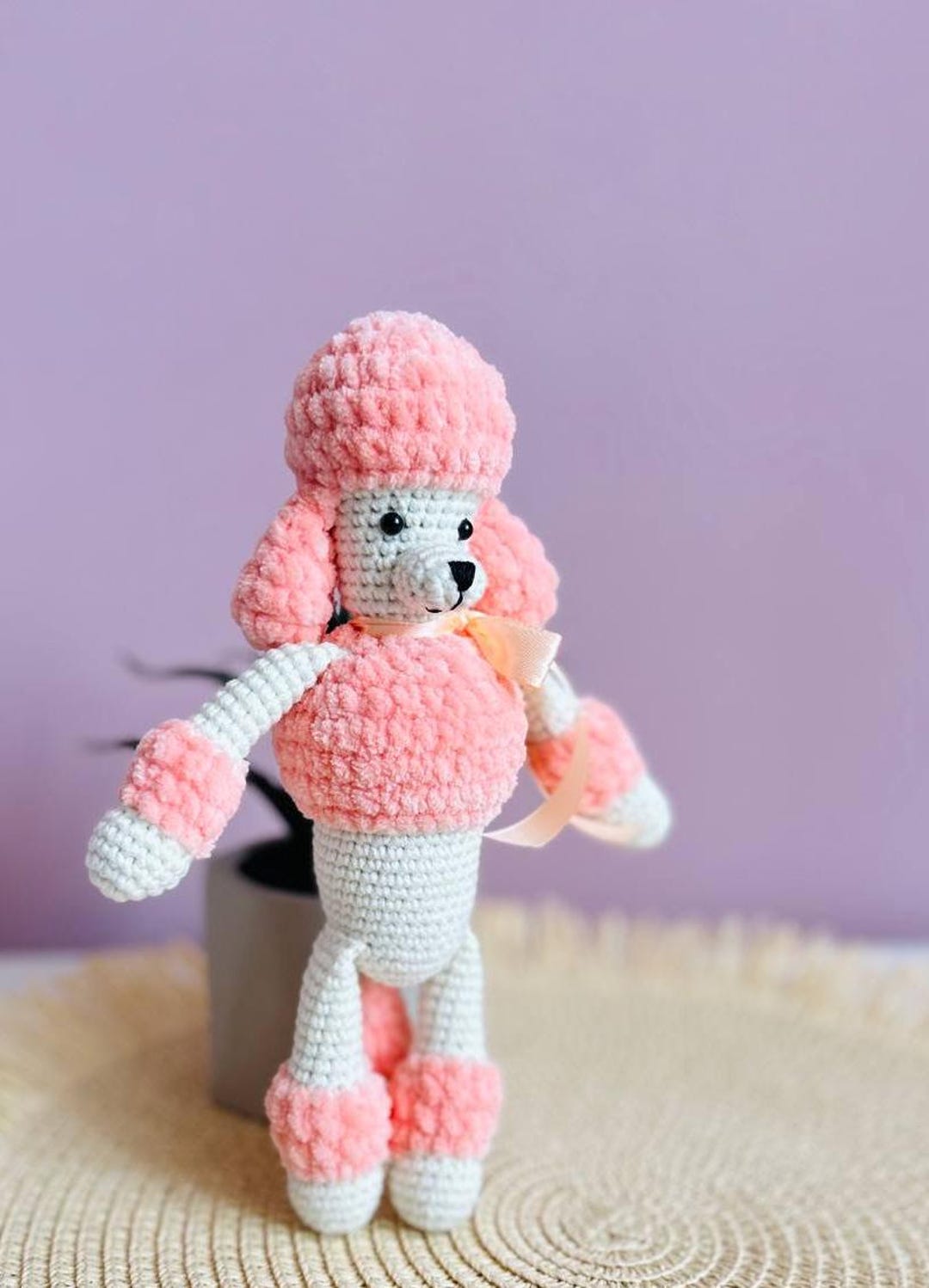 Handmade Crochet Pink Poodle Toy the Poodle Knitted Dog Doll Gift for ...