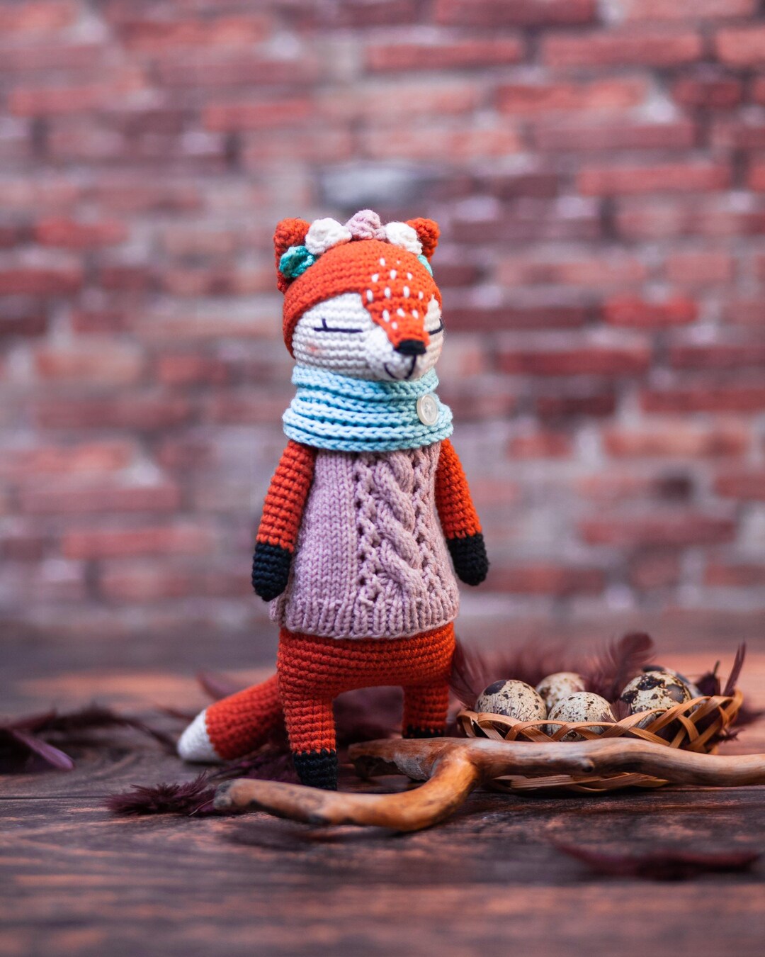 Cute Knitted Fox for Children Handmade Toy Fox for a Gift Crochet Fox ...