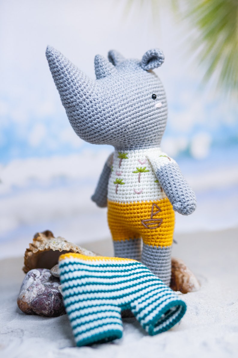 Knitted Rhino Toy for Children Crochet Rhino Toy for | Etsy