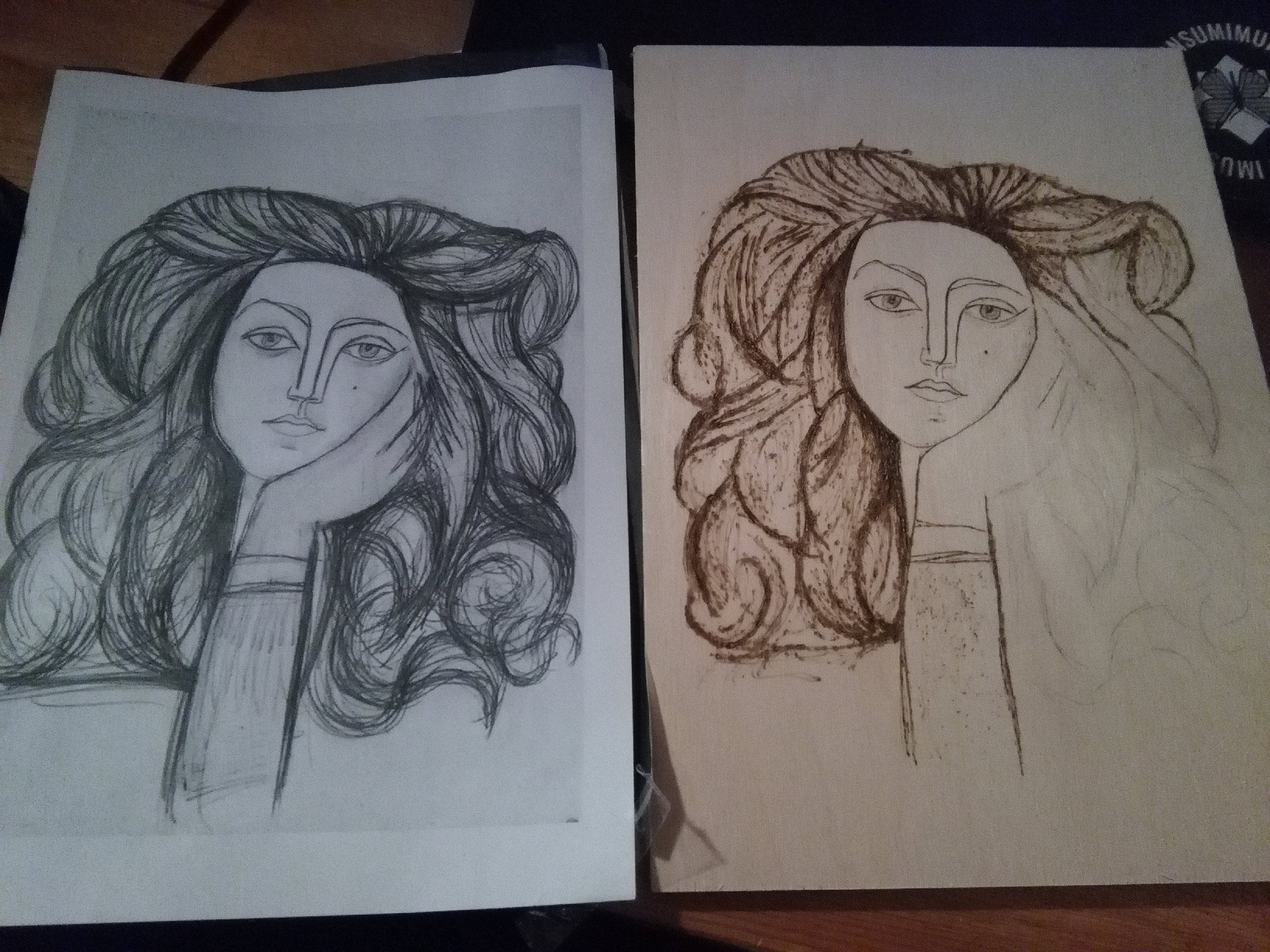 Hand-burned Portrait of Françoise Gilot, Picasso. Wood Burning ...