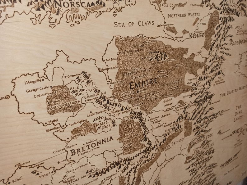 Hand-burned Map of the Old World, Warhammer. Wood Burning, Pyrography ...